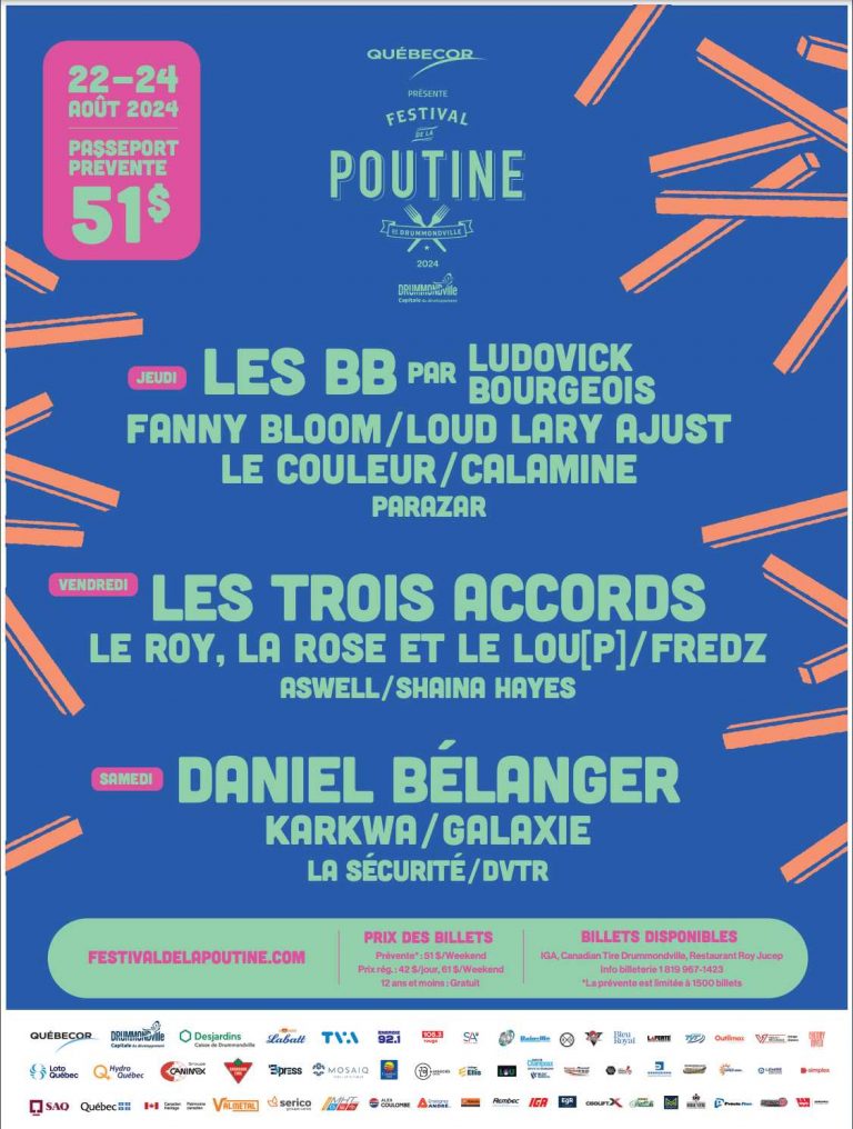 Festival de la poutine de Drummondville 2024 | Les BB, Karkwa, Daniel ...