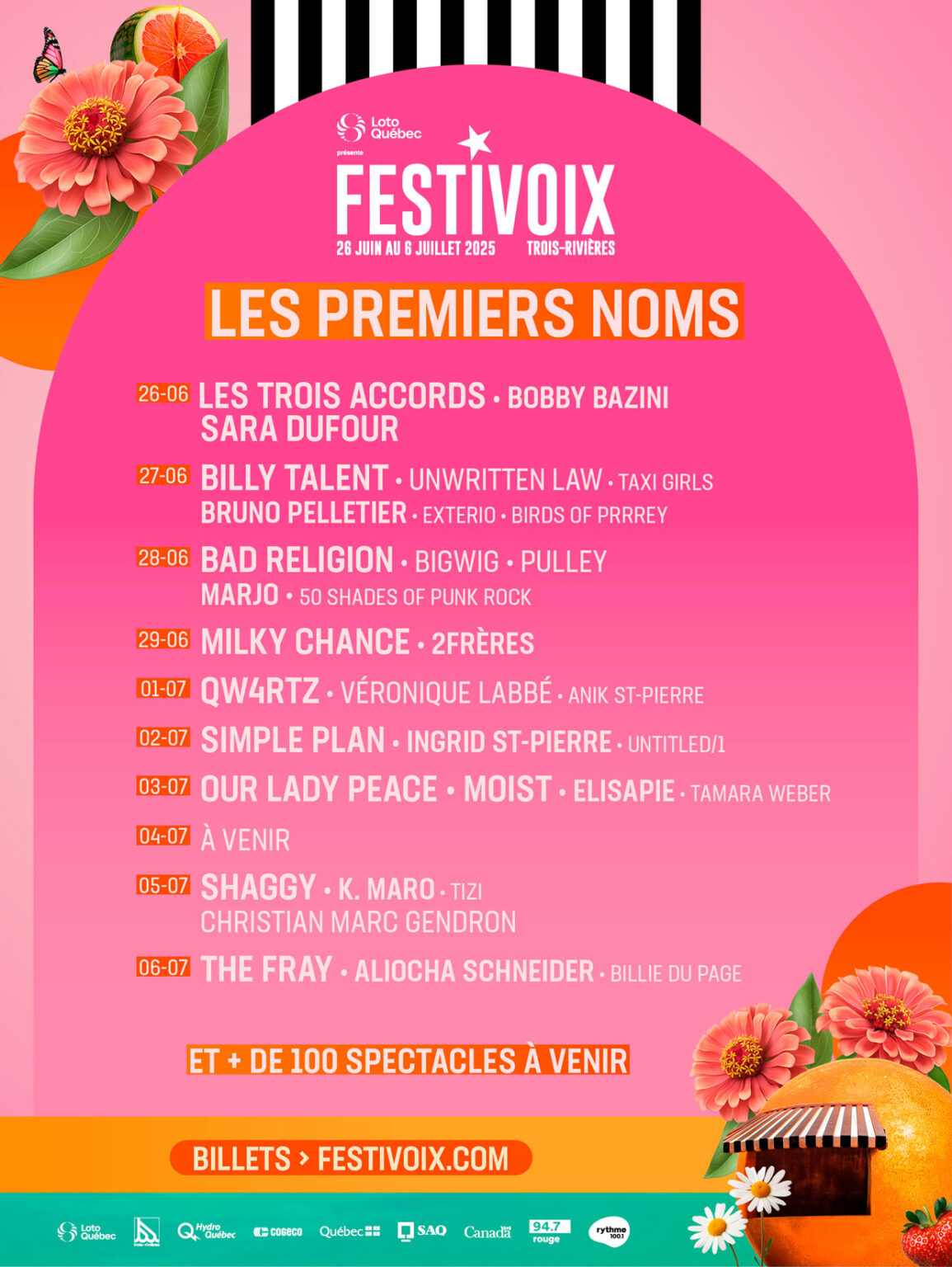 Festivoix de Trois-Rivières 2025 | Bad Religion, Billy Talent, Shaggy ...